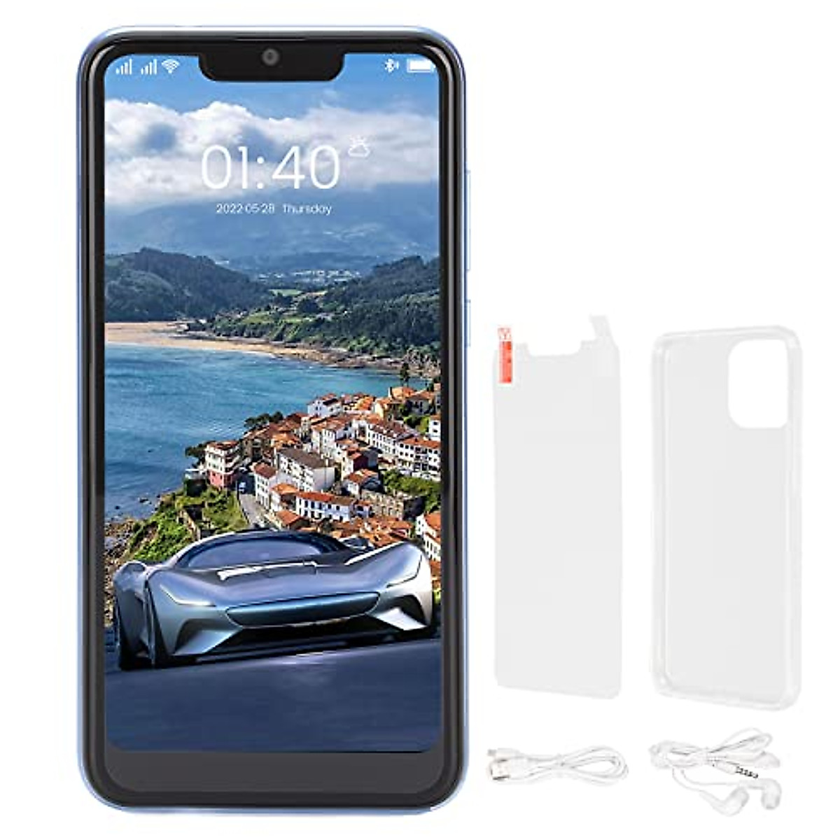 iP13 Pro Max Unlocked Smartphones 3G Cheap 6.1" HD Screen Cell Phone Face Unlocked 3GB 32GB Mobile Phone for Android 6 Gifts for Seniors Kids Backup Phone, WiFi, BT,FM, 5MP+8MP(Light Blue)