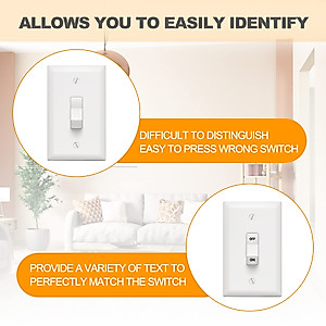 TOMALL 200Pcs Light Switch Labels Icon Stickers Household Transparent Light Fan Heater Bed Bathroom Kitchen Garage Laundry Room Switch Label Graphic Kit for Home Office School Hotel Public Places