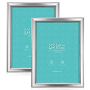 LaVie Home 5x7 Picture Frames (2 Pack, Silver) Simple Designed Photo Frame with High Definition Glass for Wall Mount & Table Top Display, Set of 2 Classic Collection