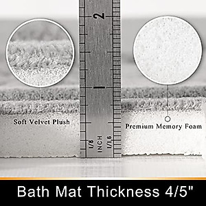 Memory Foam Bath Mat Black Bath Mats for Bathroom Non Slip Floor Rugs, Super Absorbent Bathmat Quick Dry, Machine Washable Bathroom Rug, Ultra Soft Coral Velvet Carpet for Shower,Tub 16"x24"