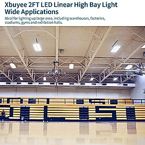Xbuyee (2 Pack) LED High Bay Shop Light 2FT Commercial 165W 23100 Lumens 5000K 100-277V Dimmable, Linear Hanging Bay Lights for Warehouse Workshop Supermarket Stadium, Power Tunable 165W/110W/80W