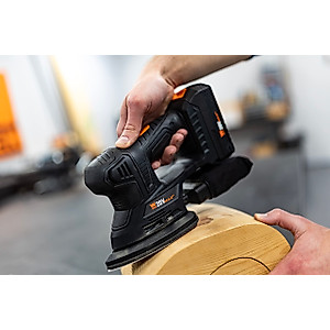 WEN Cordless Palm Sander with 20V Max 2.0 Ah Lithium-Ion Battery and Charger (20401) Black