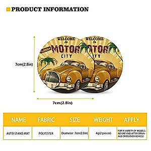 POLERO Brown Cow Print Car Coasters 2pcs Cup Holder Coasters Non Slip Auto Interior Accessories Kitchen Table Coaster Mats