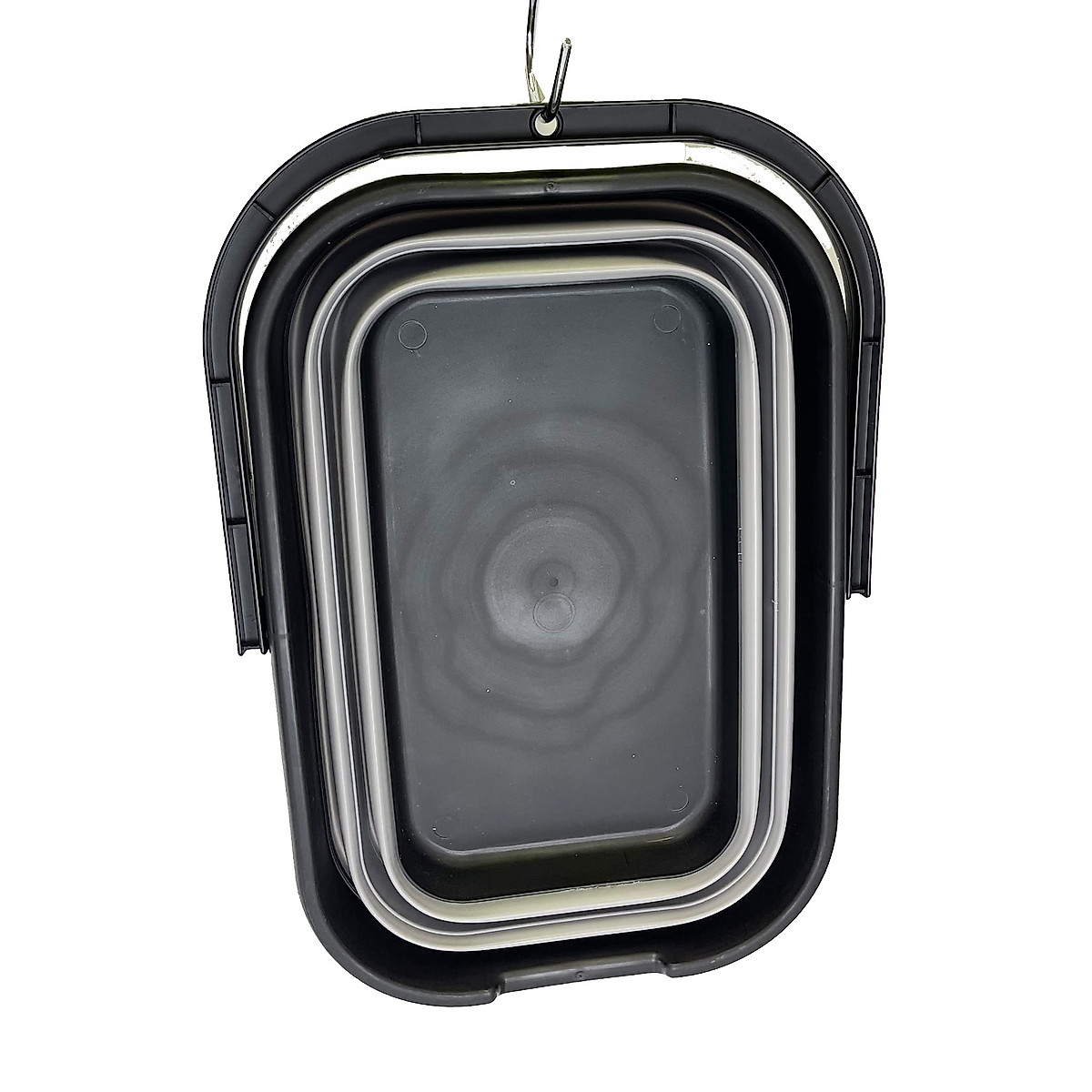 SAMMART 12L (3.1 Gallon) Collapsible Rectangular Handy Basket/Bucket/Multiuse Foldable Water Pail for Camping, Fishing (Alloy Grey + Crystal Blue (Set of 2))