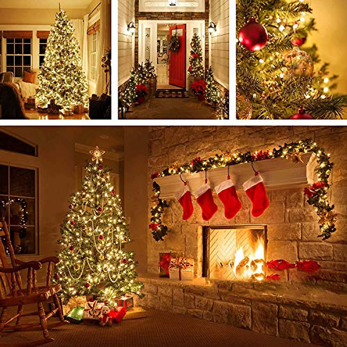 Upgraded 82FT 200 LED Christmas String Lights Outdoor/Indoor, Extendable Green Wire, Memory Function & Timer & 8 Modes, Waterproof Fairy String Lights for Xmas Tree Holiday Party Garden (Warm White)