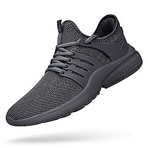 Feetmat Men's Athletic Shoes Lightweight Sneaker Walking Tennis Slip On Shoes Wide Fashion Sneakers Barefoot Running Shoes Grey 12M