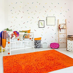 Lifup Soft Fluffy Rectangle Area Rug, Cozy Plush Shaggy Carpet for Living Room Bedroom Home Décor Orange 2.0 x 3.9 Feet