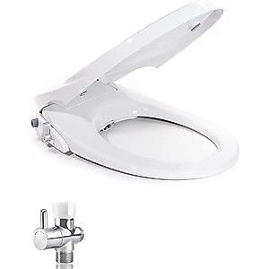 GenieBidet [ELONGATED] Bidet Attachment for Toilet Seat | Fits Your Current Toilet Seat - No Wiring & Easy Install | Self Cleaning Dual Nozzles, Rear & Feminine Cleaning | Travel Bidet Gift Included