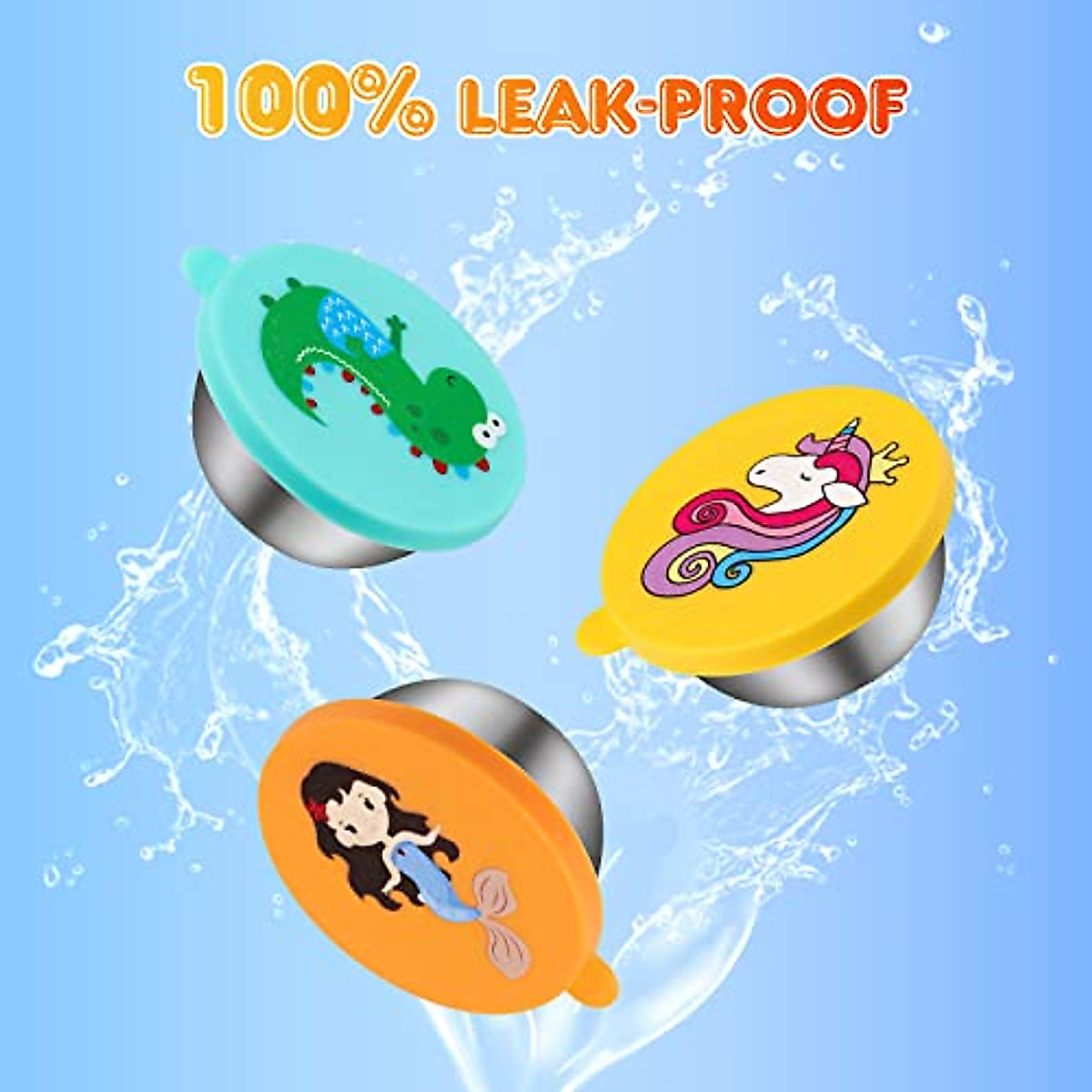 Kids Salad Dressing Container to Go 6 Pack 1.8oz Small Stainless Steel Sauce Cups Condiment Container with Lids Dinosaur Leakproof for Girls Kids Lunch Bento Box