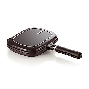 Happycall Titanium Nonstick Double Pan, Omelette Pan, Flip Pan, Square, Dishwasher Safe, PFOA-free, Brown (Standard)