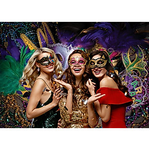 CYLYH 8X6ft Mardi Gras Backdrop Masquerade Themed Party Photography Background Masquerade Birthday Decoration Venice Carnival Banner Backdrop D513