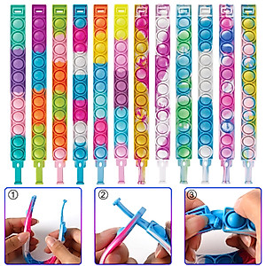 Pop Fidget Toys Bulk Its Kids Party Favors 24PCS Pop Fidget Bracelets It Fidget Toy Pack Fidgets for Classroom Prizes End of Year Student Gifts Birthday Goodie Bag Stuffers Sensory Toys for Girls Boys