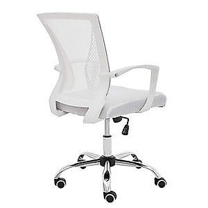 Modern Home Zuna Mid-Back Office Task Chair - Ergonomic Back Supporting Mesh Back Desk Chair (White/White)