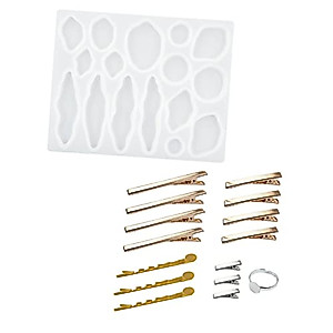 COHEALI 1 Set Crystal Hair Clips Stencils for Crafts Resin Tray Molds Resin Hair Clip Mold Hairpin Casting Molds Hairpin Mold Pendant Epoxy Resin Jewelry Irregular Silica Gel