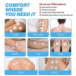 LotFancy TENS Unit Replacement Pads, 40 Pcs 2x2 Snap Electrodes Pads, Reusable Tens Pads for EMS Muscle Stimulator, Using 3.5mm Snap Connector