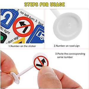 56Pcs Street Road Signs Playset Traffic Signs Playset Mini Electric Traffic Lights Toy Road Signs for Play(Mini Size)