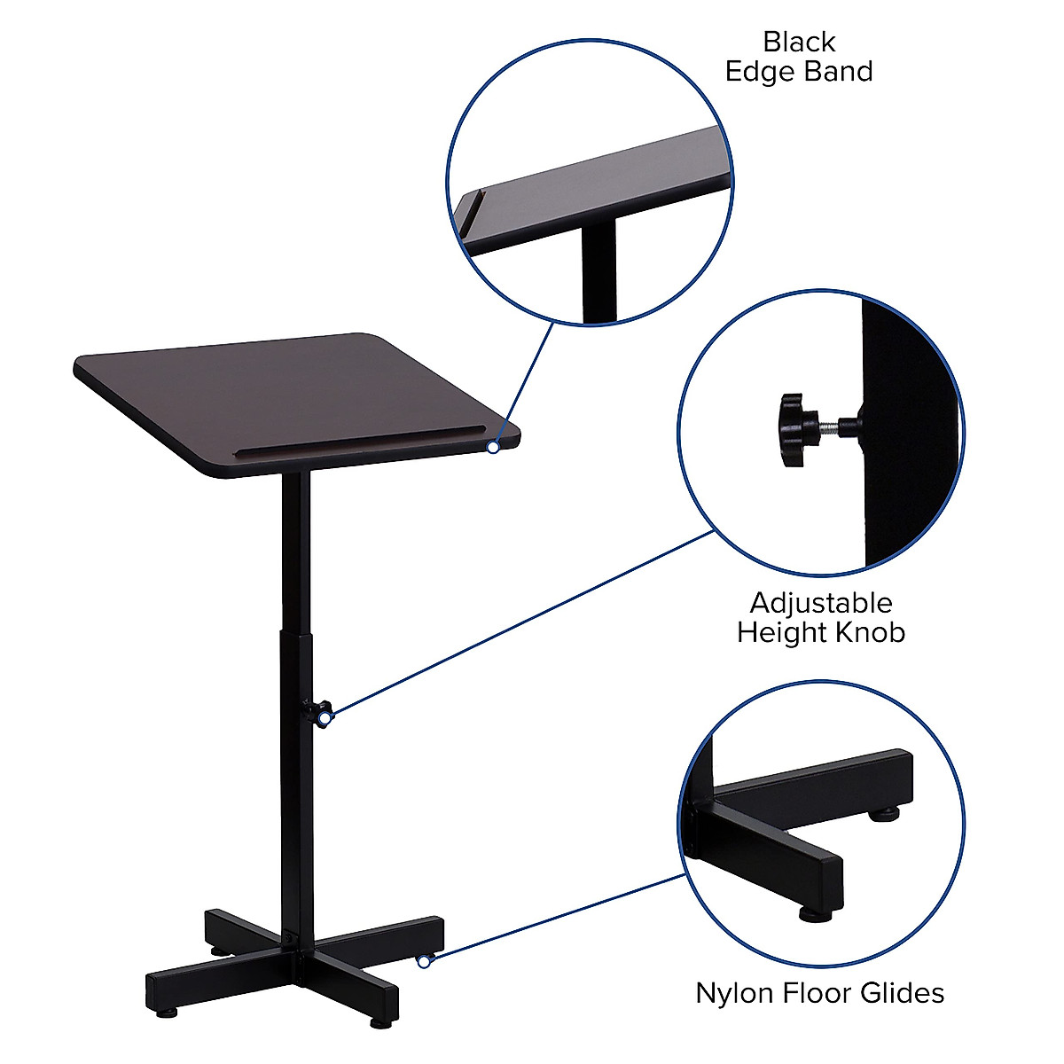 Flash Furniture Mysta Adjustable Height Metal Lectern, Mahogany