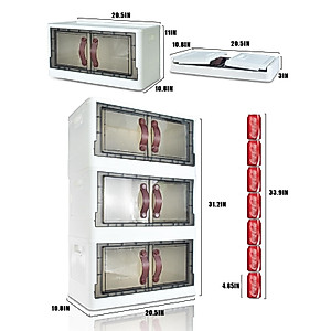 TAOCIGOU 3Pack Storage Bins with Lids And Wheels - Collapsible Stackable Storage Cabinet Box Open Front Closet Organizers and Storage Bins Cloth Plastic Storage Cabinet