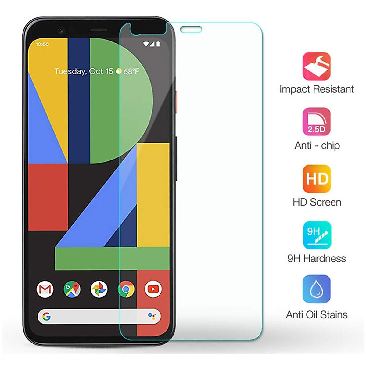 for Google Pixel 4 XL Screen Protector Tempered Glass, (2pcs) High Clear Thin Anti-stratch Screen Protector Protective Film for Pixel 4XL [Not Full Coverage]