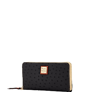 Dooney & Bourke Ostrich Large Zip Around Wristlet Wallet