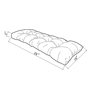 ARTPLAN Patio Bench Tufted Cushion with Tie,Outdoor Loveseat Cushion for Gliders,48x18 Inches,Floral,Beige