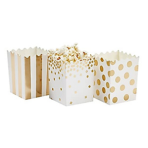 Juvale 60 Pack Mini Popcorn Boxes for Party, Gold Popcorn Containers for Movie Night Decorations (3 x 4 In)