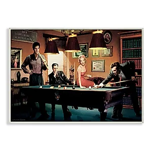 Stupell Industries Office Pool Game Vintage Hollywood Movie Star Classic Illustration, Design by Artist Jadei Graphics Art, 10 x 0.5 x 15, Wall Plaque