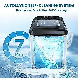 Countertop Ice Makers Countertop Ice Machine Elechelf,33Lbs/24Hr's,Bullet Icer Maker Machine,9 Pcs Cube Ready in 8-15mins with Scoop and Basket,Perfect for Home/Kitchen/Party/Office（Sliver）