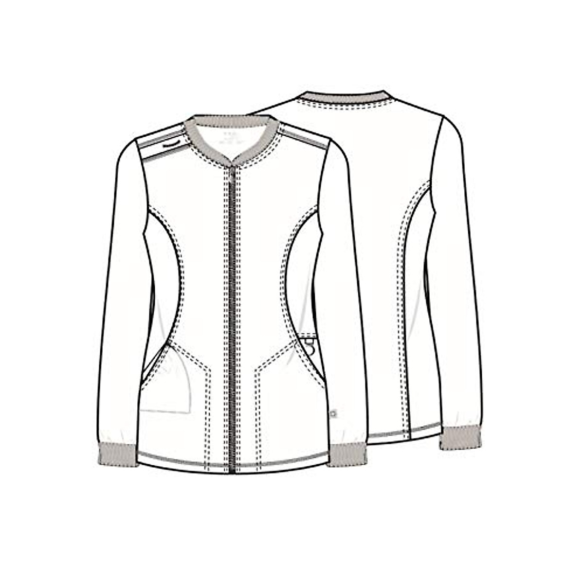 Cherokee Zip Front Womens Scrub Jacket 4-way Stretch with Lightweight, Superior Performance and Comfort, Infinity CK370A, S, Black