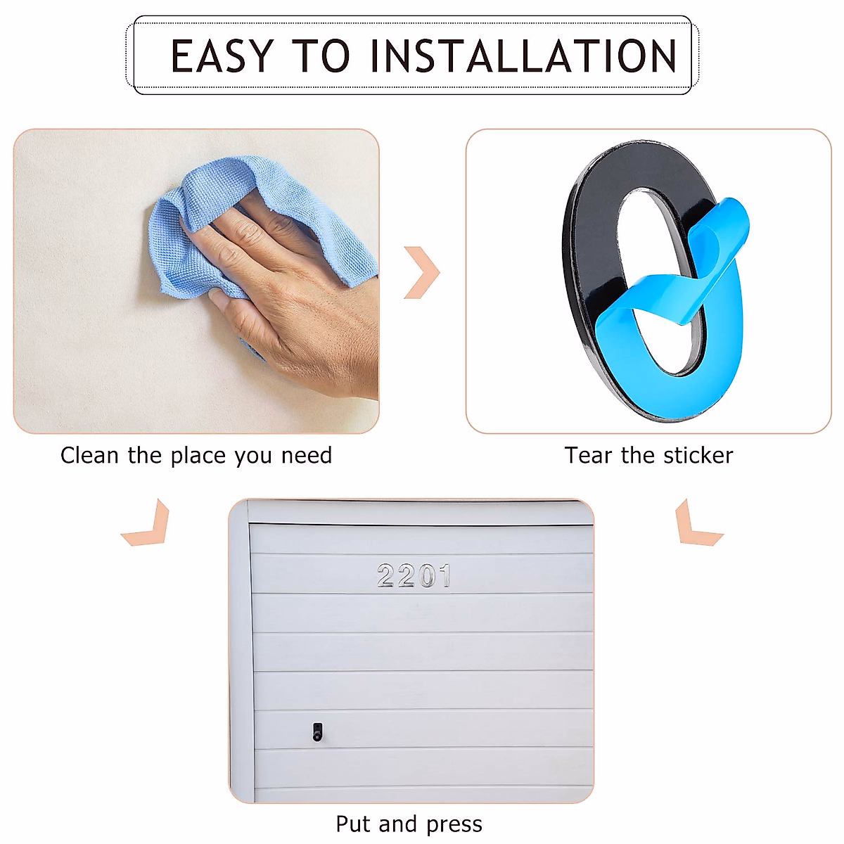 Hotop 20 Pieces House Numbers Mailbox Numbers 0-9, 3D Door Address Numbers Self Adhesive Mailbox Numbers Sticker or House, Apartment, Office, Hotel Room, Mailbox Signs (Silver, 2.76 inch)