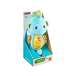 Fisher-Price Musical Baby Toy, Soothe & Glow Seahorse, Plush Sound Machine with Lights & Volume Control for Newborns, Blue