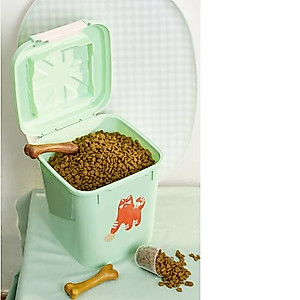 LivLab 5 Lbs Rice Dispenser Storage Container Bin with Measuring Cup Food Cereal Container Bins Household for Kitchen Pantry Organization (White-Palm)