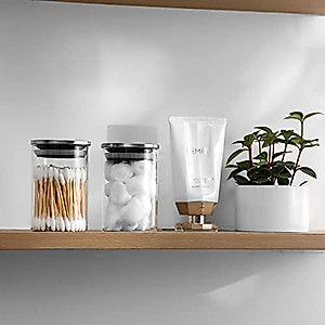 Heagoale 2 Pack Apothecary Jars with Lids Glass Qtip Dispenser Holder Bathroom Vanity Organizer 10 oz Clear Cotton Ball Storage Containers for Cotton Swab, Cotton Round, Floss Pick, Hair Accessories