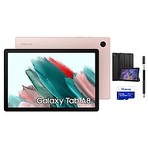SAMSUNG Galaxy Tab A8 Android WiFi Tablet, 10.5'' Touchscreen (1920x1200) LCD Screen, 4GB, 64GB, Bluetooth, Android 11 OS, Pink Gold + Accessories