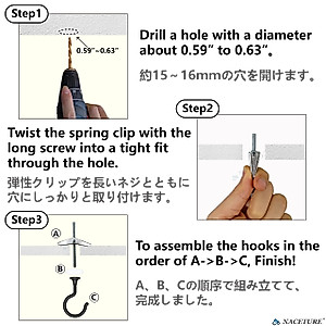 NACETURE Large Swag Ceiling Hooks for Hanging Plants - Heavy Duty Ceiling Hangers, Chandelier Hook Ceiling Installation for Cavity Wall Fixing(Black 2 Pack)