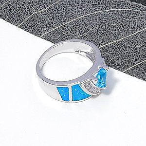 CiNily Blue Fire Opal Aquamarine Silver Filled Zircon Women Jewelry Gemstone Ring Size 5-12 (12)