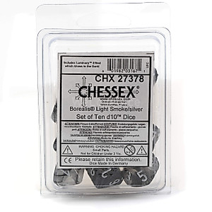 Chessex Borealis Light Smoke Luminary 10 x D10 Set [CHX27378]
