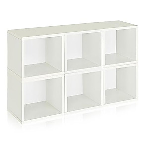 Way Basics Cubby Shelf Bookshelf Set of 6 (Tool-Free Assembly and Uniquely Crafted from Sustainable Non Toxic zBoard Paperboard), White