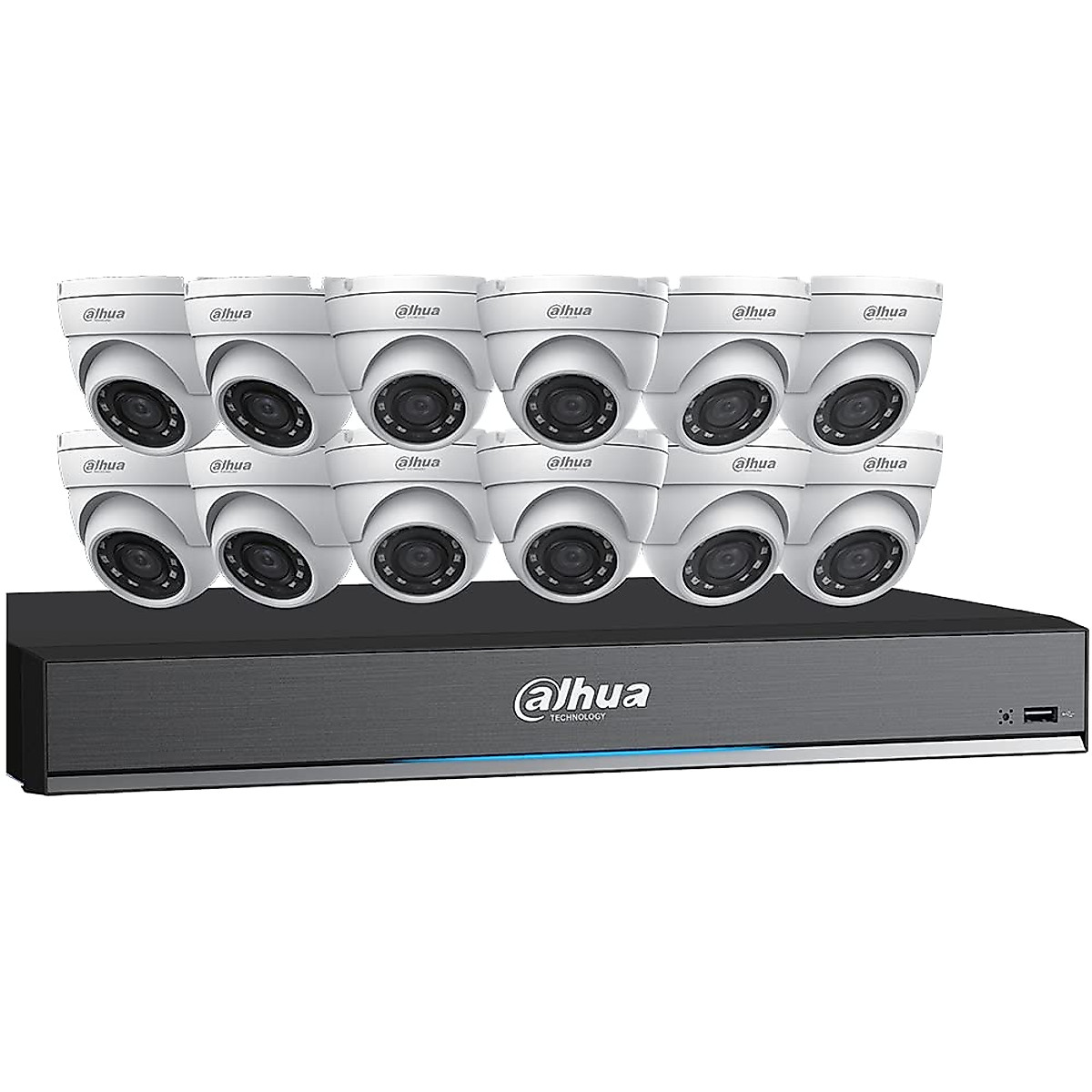 Dahua HDCVI Kit: 16-Ch, 4K Penta-Brid DVR + 12 x 5MP Security Camera, White (C7165E124)