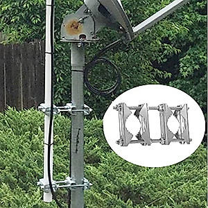 2 PCS Double Antenna Mast Clamp V Jaw Block with Bolts Mast to Mast Clamp,Patio Umbrella Holder Heavy Duty Pole to Pole Mounting Bracket for WiFi Cellular Ham TV Pipe Umbrella Fishing Pole Flagpole