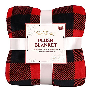 Winter Warm Red and Black Buffalo Plaid Patterned Decorative Super Soft Twin Woven Fleece Couch Throw Blanket