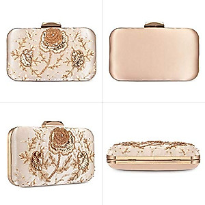 UBORSE Embroidery Sequin Beaded Clutch Purses for Women Evening Bags Formal Party Wedding Purses Prom Cocktail Party Handbags