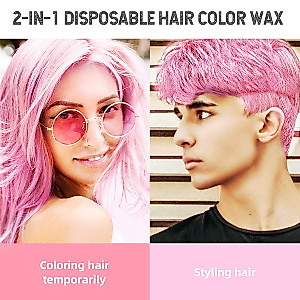SOVONCARE Pink Hair Styling Wax, Temporary Hair Color Cream for DIY Hairstyle, Cosplay, Halloween, Date - 4.23 oz