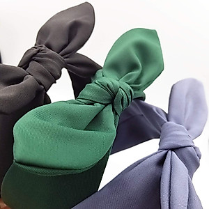 hodooly 1Pcs Knotted Headbands for Women,Turban Headband Wide Headbands Bowknot Hair Band for Women (Green)