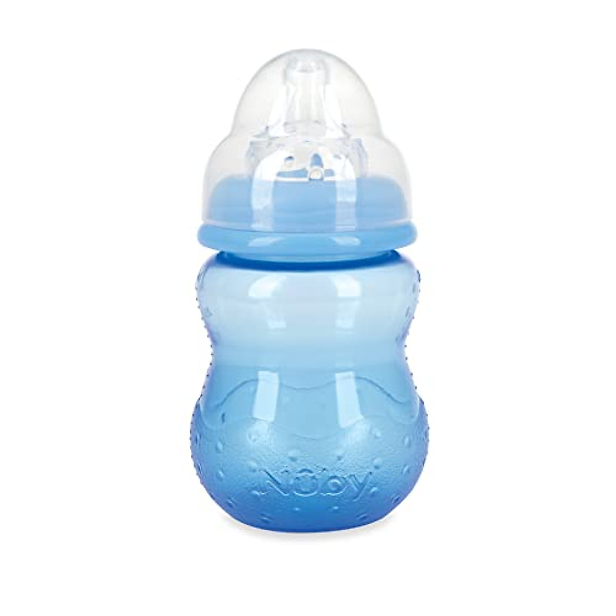 Nuby 3 Pack Non-Drip Wide Neck 8oz Vari-Flow Bottles, Soft Silicone Nipples, BPA Free, 0+M, Blue, Green, Aqua