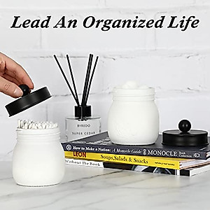 builightto White Glass Bathroom Apothecary Holder with lid,2 Pack Bathroom Canisters for Bath Salts,Mason Soap Dispenser,Apothecary Jars Set,Cotton Ball Cotton Swab Holder,Makeup,Toothbrush Holder