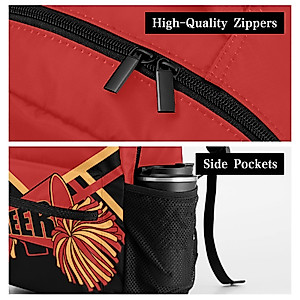 BigBigift Personalized Cheerleader Red Waterproof Backpack with Name Text for Women Men Gift 12.2(L)x5.9(W)x16.5(H)inch