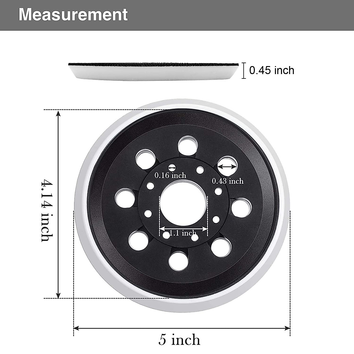 5 Inch Hook and Loop Sander Backing Pad for RS035, Compatible with Bosch ROS20VS and ROS10 Random Orbital Sander