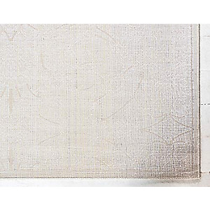 Unique Loom Rushmore Collection Area Rug - Taft (3' x 9' 10" Runner, Snow White/ Beige)