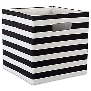 DII Polyester Cube Storage Collection Collapsible Hard Sided Bin, 13x13x13, Black